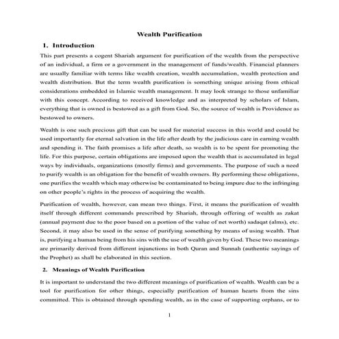 Wealth Purification in the islamic welath management | PDF