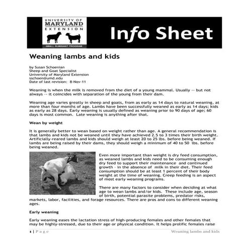 Weaning lambs and kids | PDF