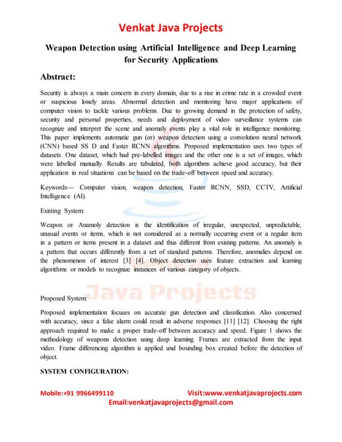 Weapon Detection Using Artificial Intelligence And Deep Learining For Security Applications Ppt 5743
