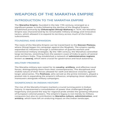 Iconic Weapons of the Maratha Empire - PDF | PDF