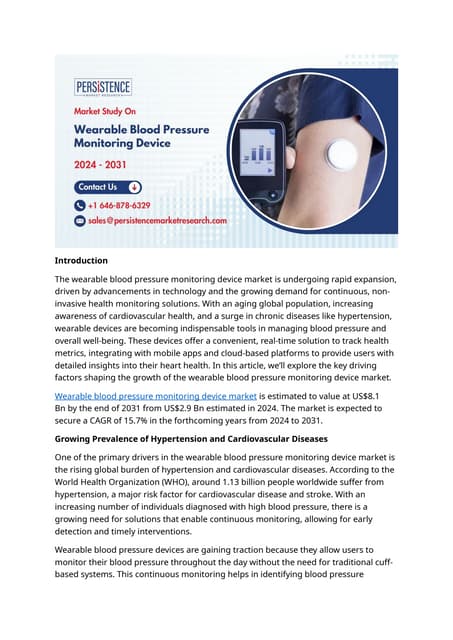 Tracking Blood Pressure with Wearable Devices Trends and Innovations to ...