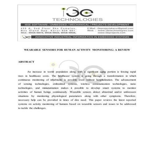 Wearable Sensors For Human Activity Monitoring A Review Docx