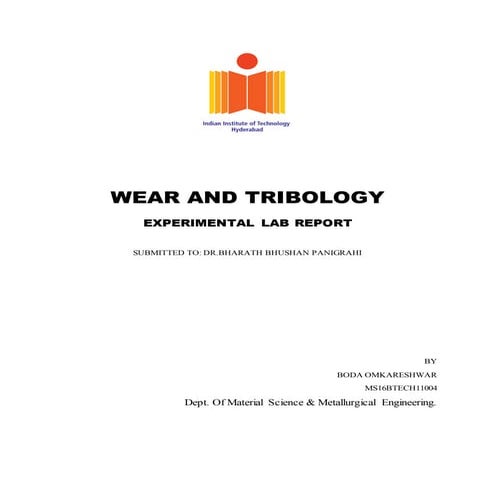 Wear and Tribology Experimental Lab report | DOCX