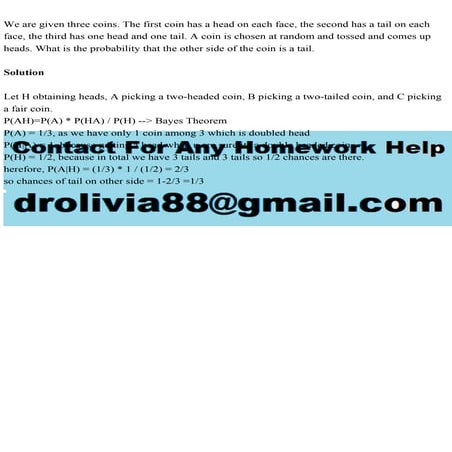 We are given three coins. The first coin has a head on each face, th.pdf