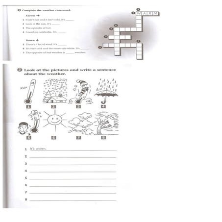 Weather Vocabulary Crossword and drawings | DOCX