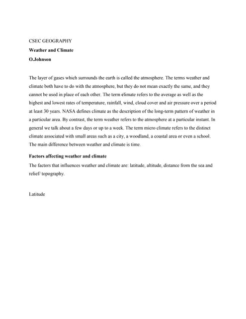 Geography CSEC SBA | DOCX | Geography | Science