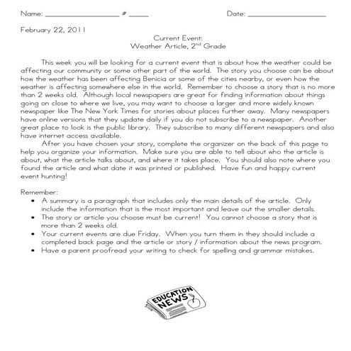 Weather article 2nd grade | PDF