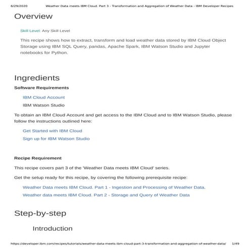 Weather data meets ibm cloud. part 3 transformation and aggregation of ...