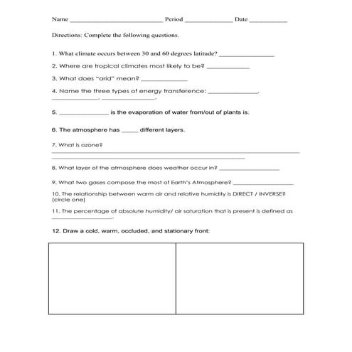 Weather Questions 1 | PDF