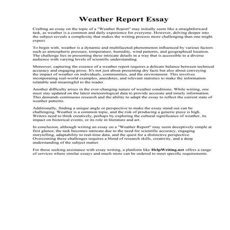 Weather Report Essay. Weather Weather Research Report by The Teacher ...