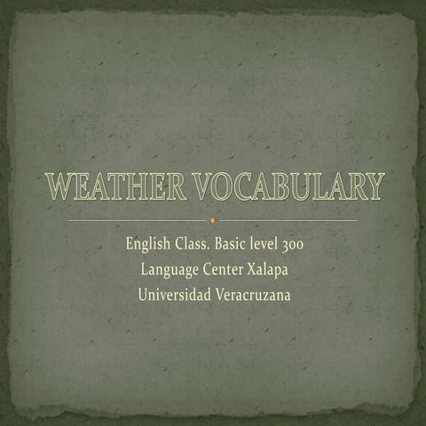 Weather vocabulary for ESL students. | PPTX | Education