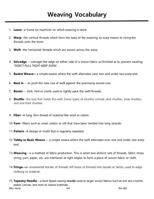 Types of weaving handout | PDF