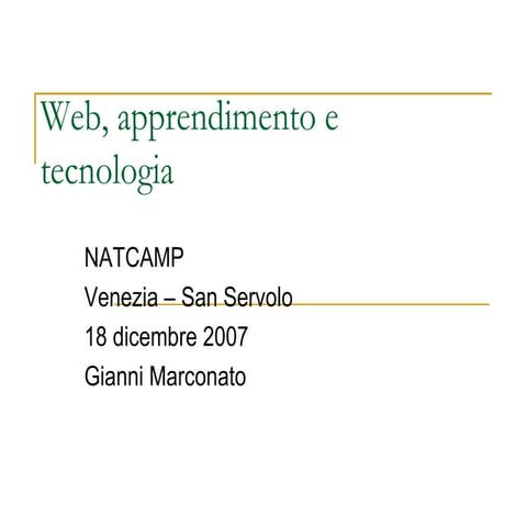 Web, Apprendimento E Tecnologia | PPT