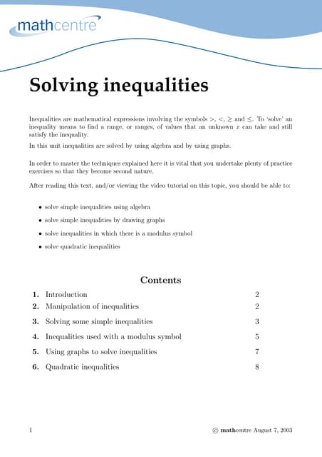 Inequalities ppt revised | PPT