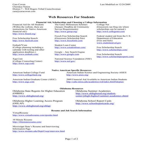 Web Resources For Students | DOC