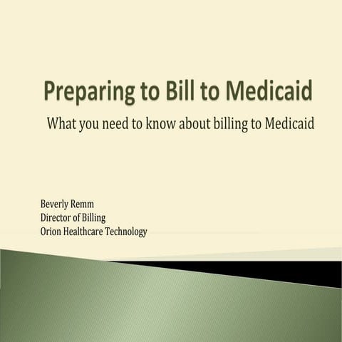 Preparing to Bill Medicaid | PPT