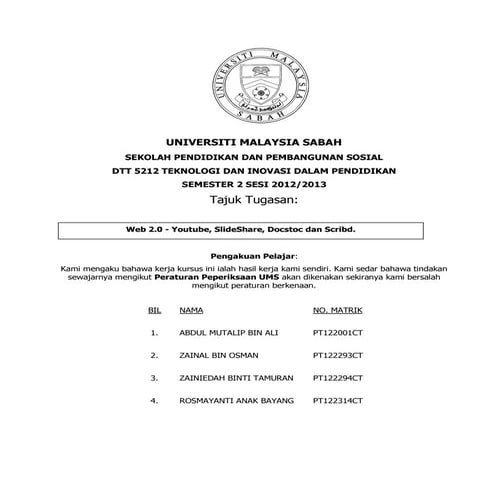 Web 2.0 youtube slide share docstoc scribd | PDF