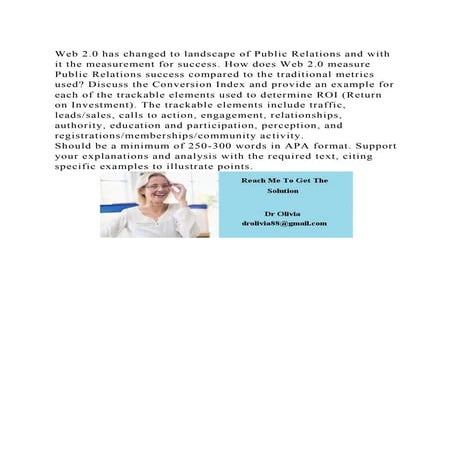 Web 2.0 has changed to landscape of Public Relations and with it the.docx