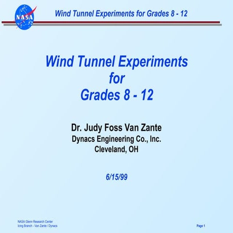wind tunnel experiments for grades NASA.ppt