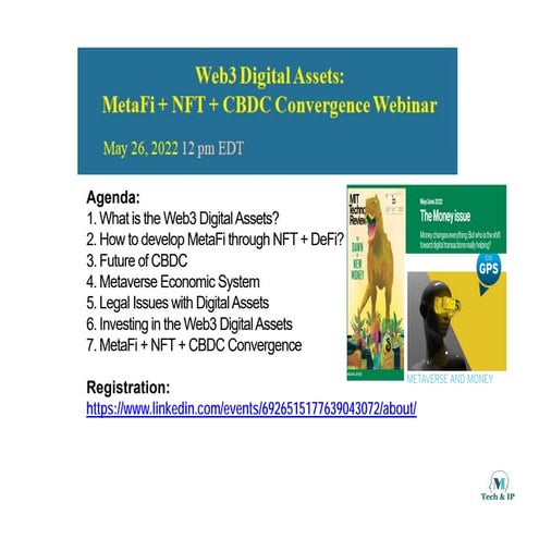 Web3 Digital Assets MetaFi + NFT + CBDC Convergence Webinar | PPT