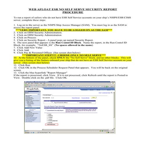 Web afloat no self serve security report procedure | DOC