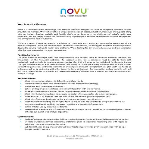 Novu Web Analytics Manager | PDF