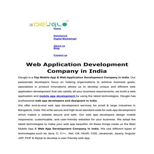 Web Application Development Company in India _ Web App | PDF