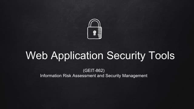 Web application Security tools | PPT Web application Security tools | PPT