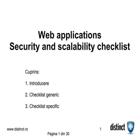 Web Applications - Security and Scalability Checklist - DefCamp 2012 | PPT