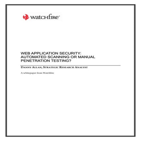 Web App Security Automated Scanning | PPT