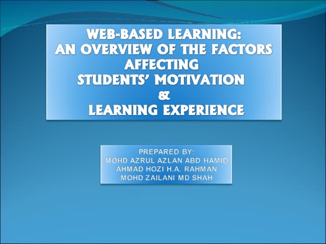 Online Learning Topic Presentation