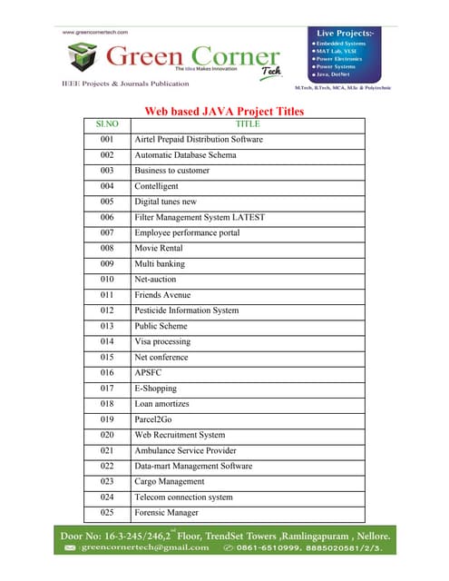 JAVA Web Based Projects | PDF JAVA Web Based Projects | PDF