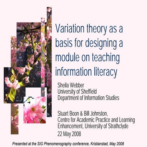 Variation theory as a basis for designing a module on teaching ...