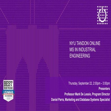 Online MS in Industrial Engineering at NYU | PPT
