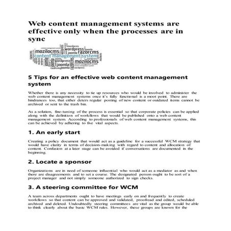 Web content management systems are effective only when the processes are in sync | DOCX