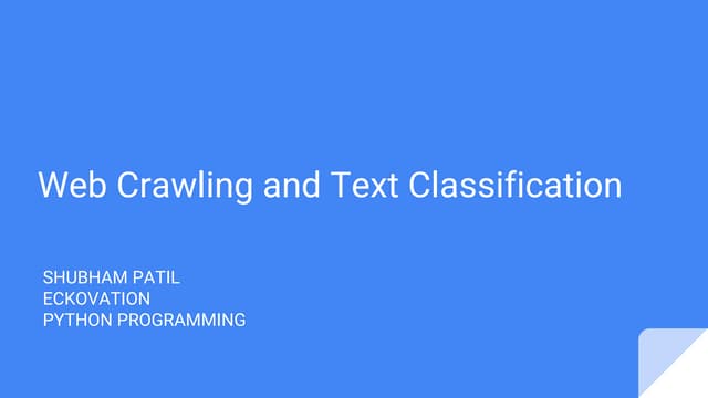 Web Crawling And Text Classification Ppt