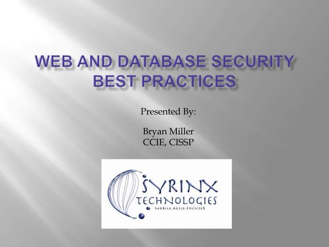 Web Database Server Best Practices Ppt