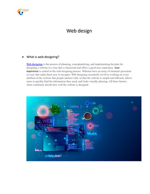 Presentation of web designing | PPTX | Web Design and HTML | Internet