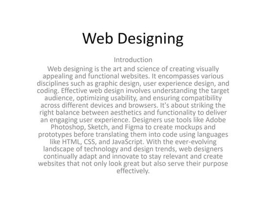 Presentation of web designing | PPT