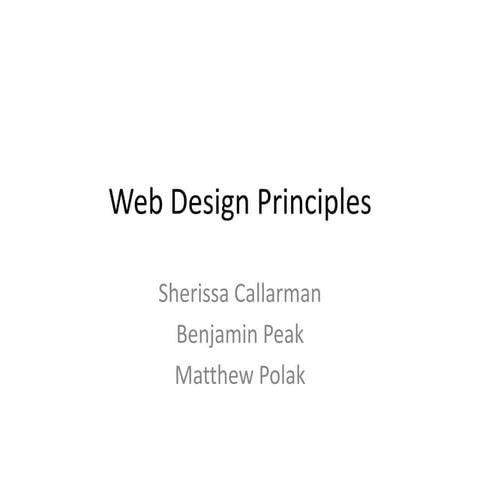 Web design principles | PPTX | Web Design and HTML | Internet