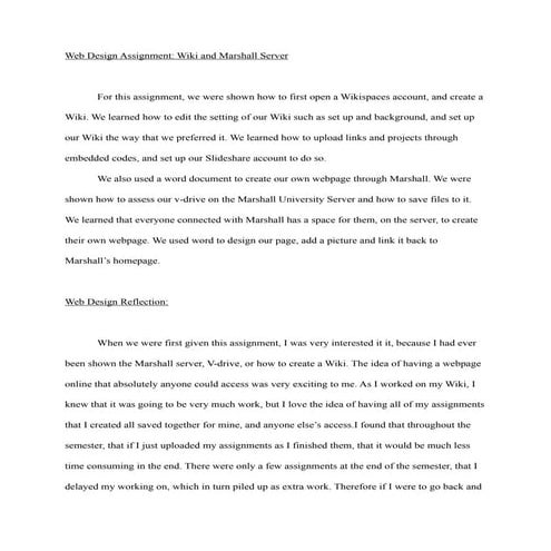 Web Design Assignment and Reflection | PDF