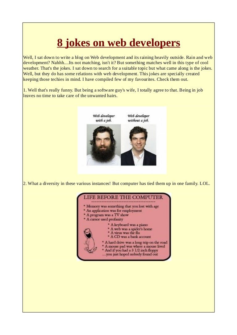 8 jokes on web developers