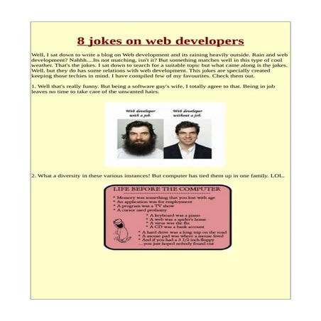 8 jokes on web developers | PDF