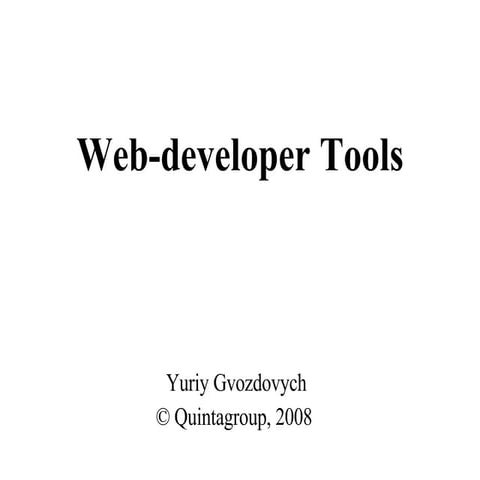 Web Developer Tools | PPT