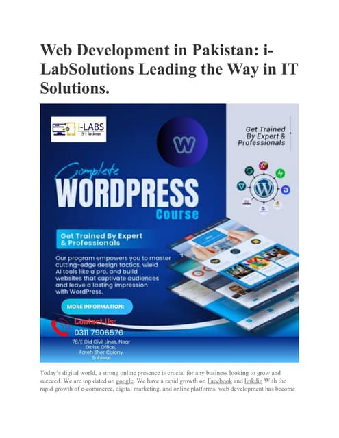Web development in Pakistan.pptx | Web Development | Internet