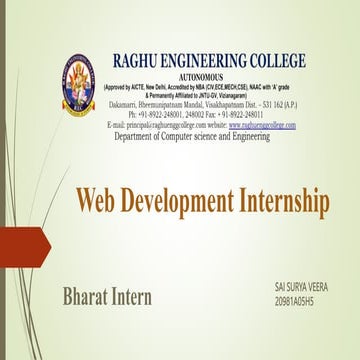 Web Development Internship at Bharat Intern | PPTX