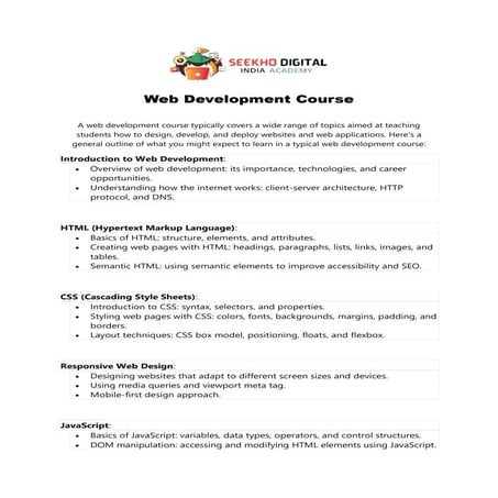Advance Web Development Course In Mohali Pdf 