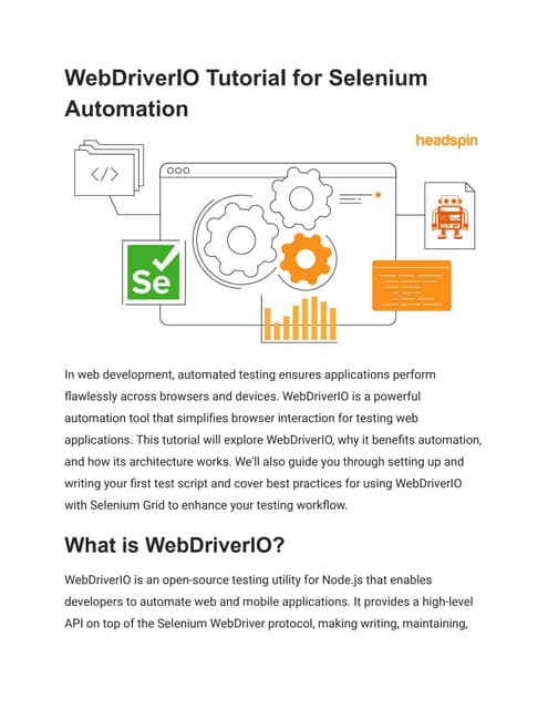 Webdriverio Tutorial For Selenium Automationpdf