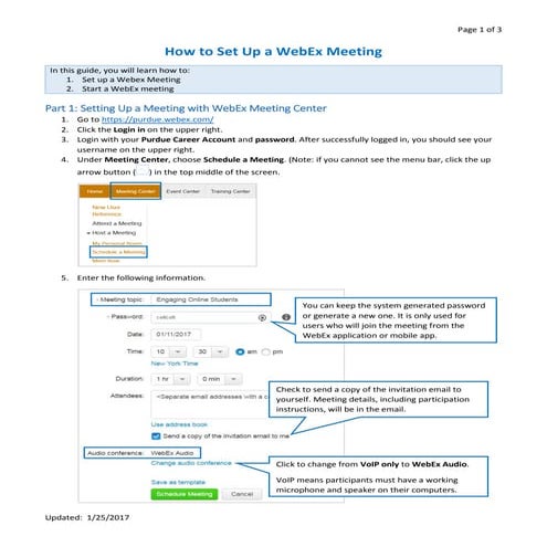 Webex meeting-setup | PDF