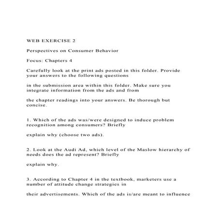 WEB EXERCISE 2 Perspectives on Consumer Behavior Focus.docx